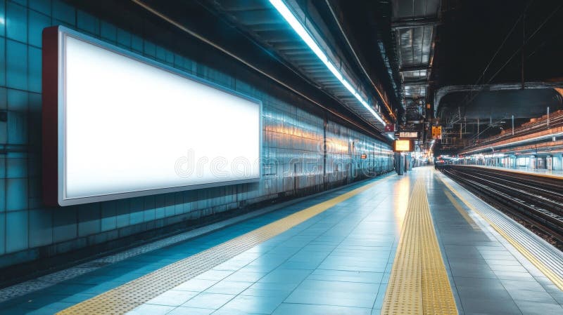 Blank Billboard Ad on a Subway Platform Stock Illustration ...
