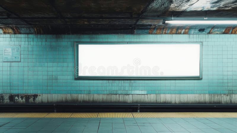 Blank Billboard Ad in an Underground Subway Station Stock Illustration ...