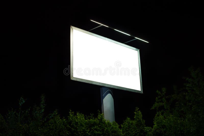 Empty billboard, by night. stock image. Image of banner - 116838067