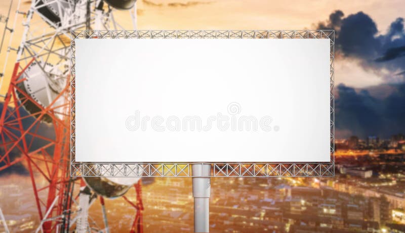 Blank Billboard for Advertisement in the City Sunset with ...