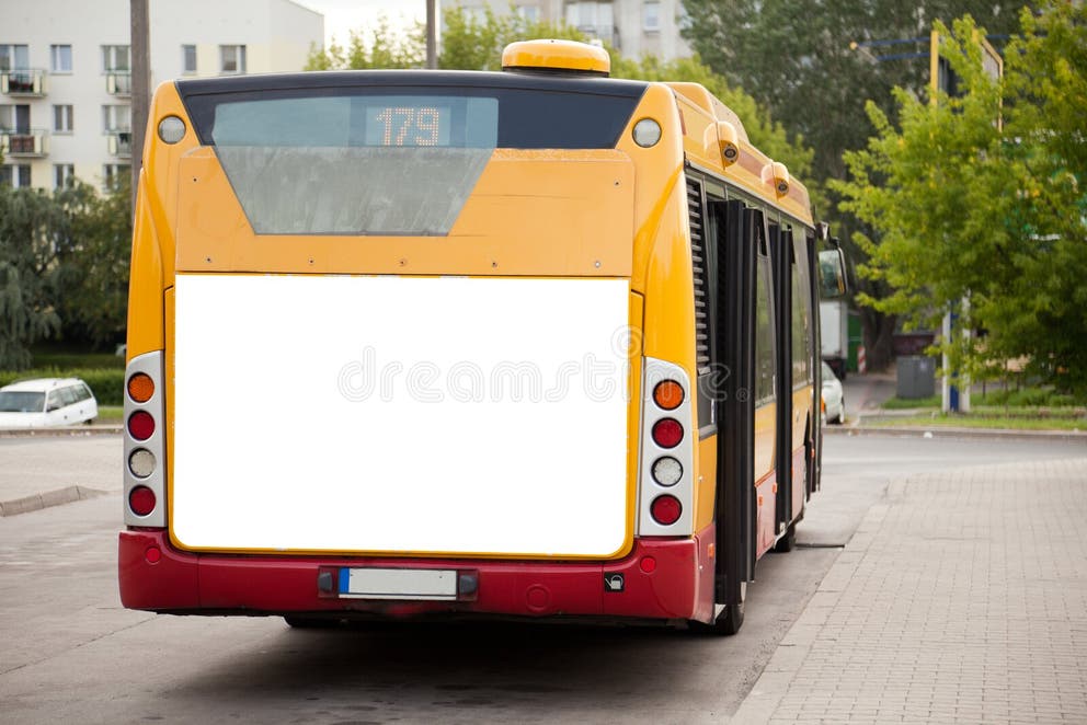 Blank Billboard on Back of Bus Stock Photo - Image of information ...