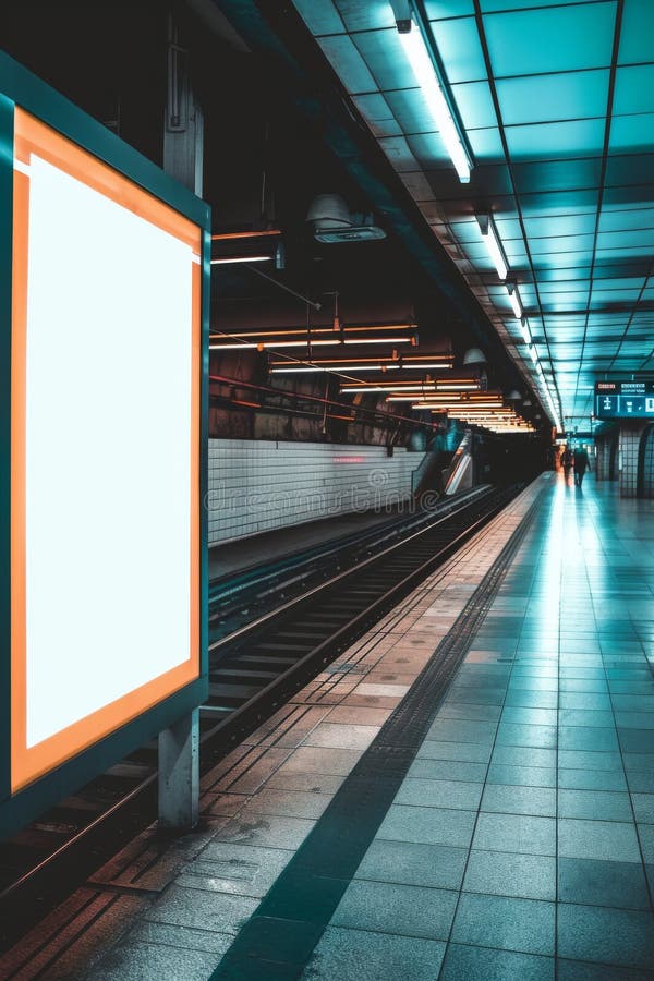 Blank Billboard Banner Light Box or Epmty Screen in Modern Subway ...