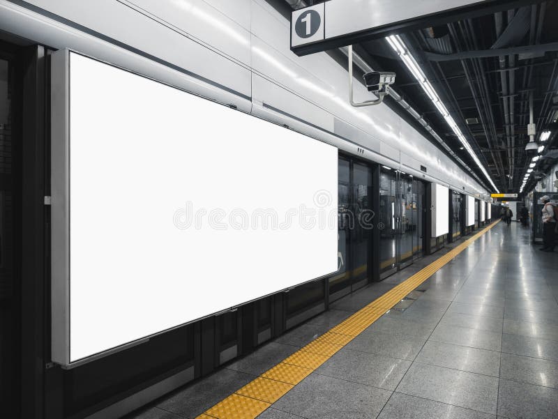 Blank Billboard Banner Light Box in Subway Station Mock Up Media ...