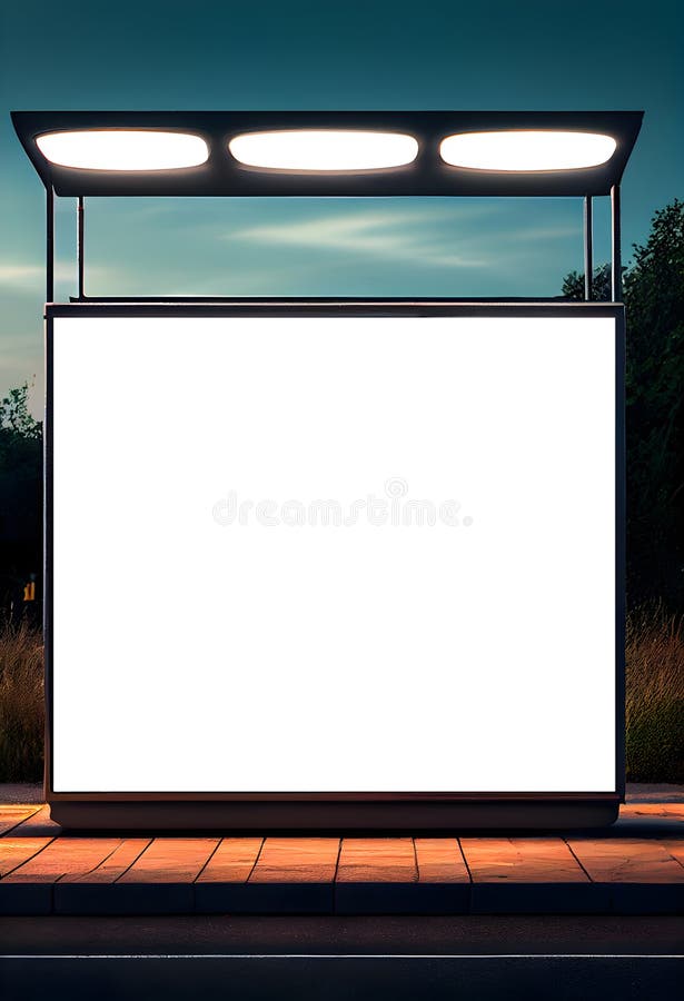 Blank Billboard on the Bus Stop at Night. AI Generative Stock ...