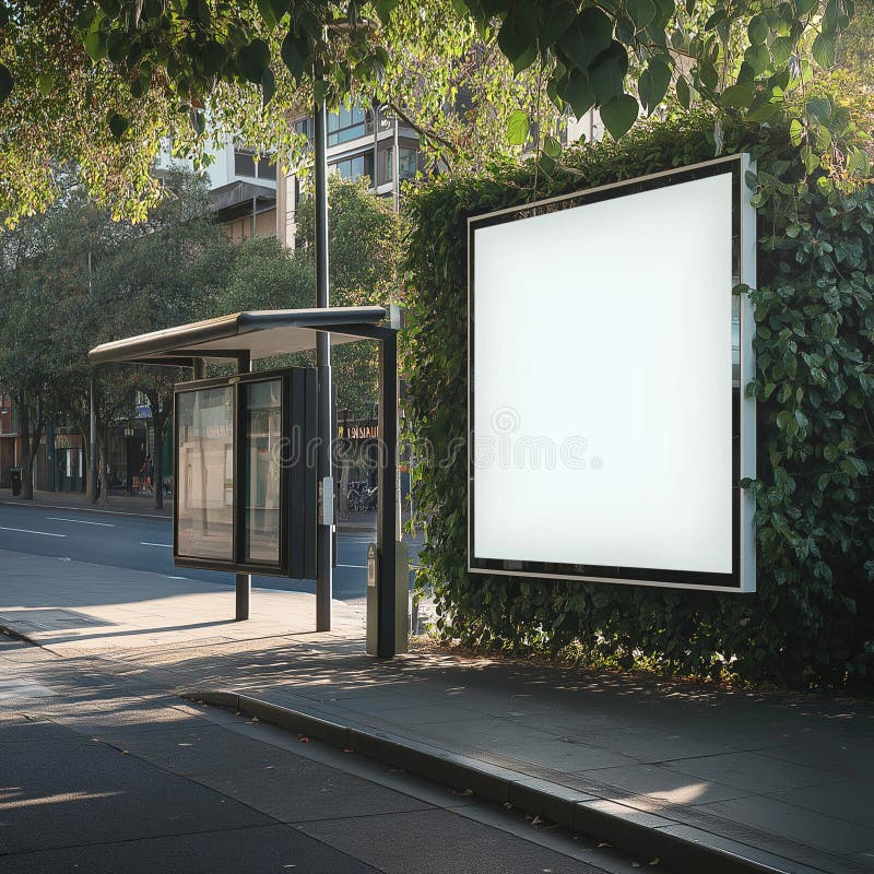 Blank Billboard and Bus Stop Mockup for Outdoor Advertising Stock ...
