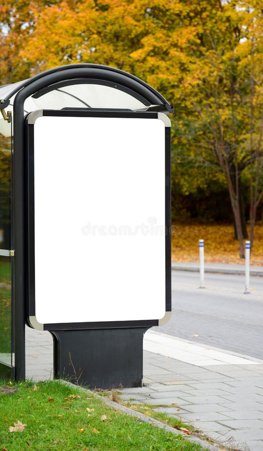 Blank Billboard on City Bus Station Stock Image - Image of posting ...