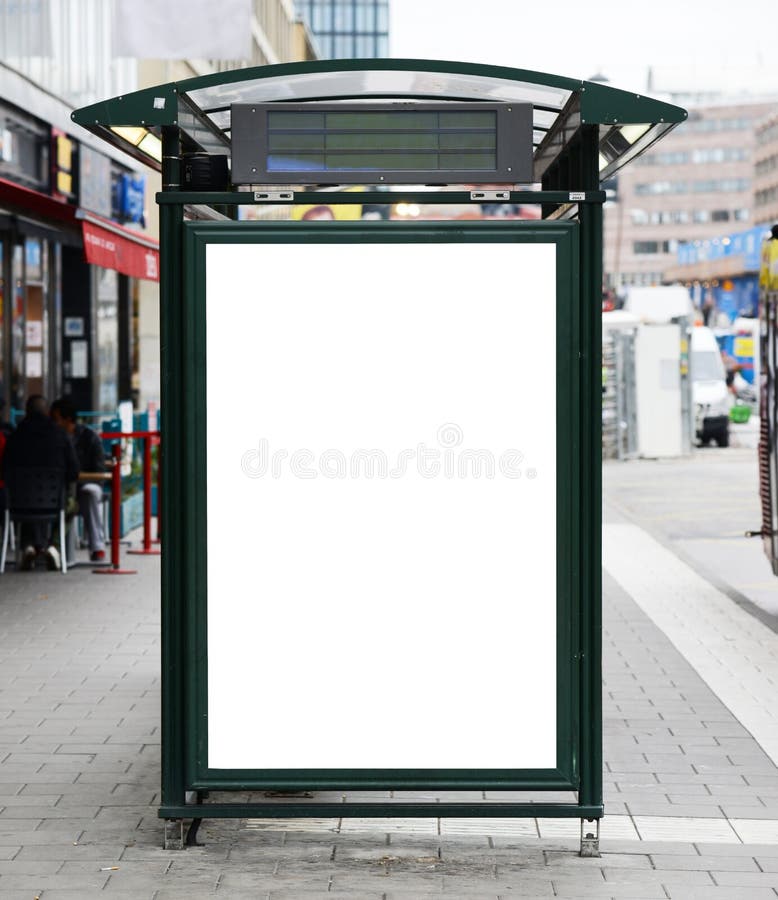 Blank Billboard on City Bus Station Stock Photo - Image of agency ...