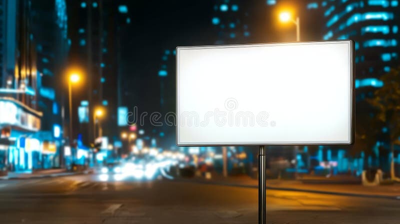 Blank Billboard in a City at Night, Prime Advertising Space Awaiting ...