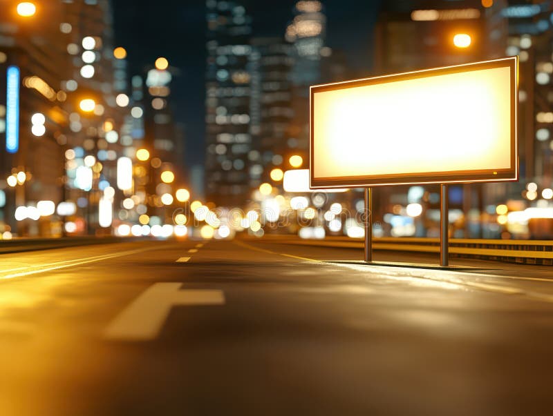 Blank Billboard in a City at Night, Urban Advertising Space Stock ...