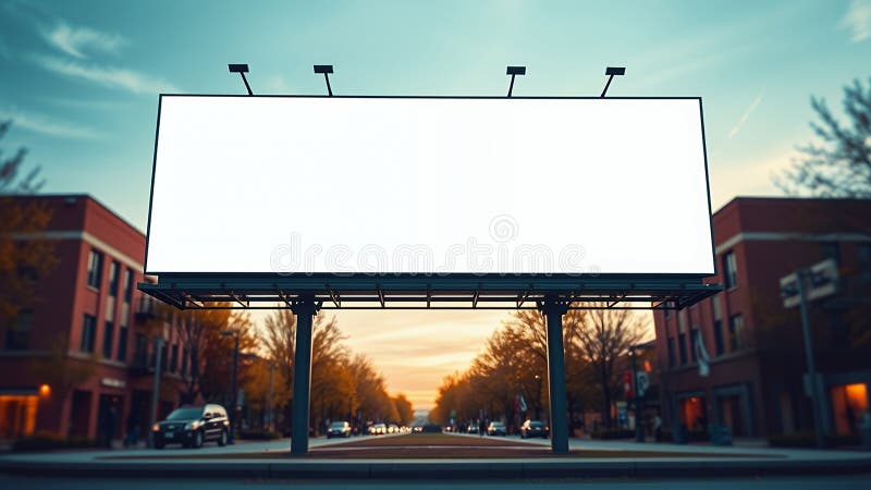 Blank Billboard in a City Setting Stock Illustration - Illustration of ...