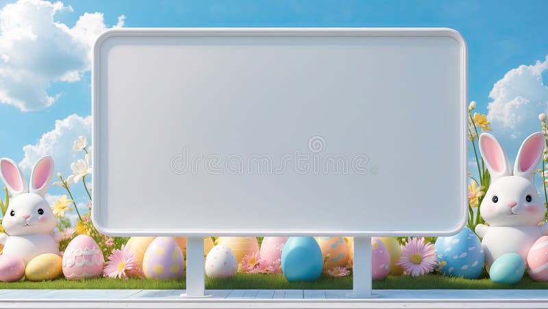 Blank Billboard with Easter Themed Stock Illustration - Illustration of ...