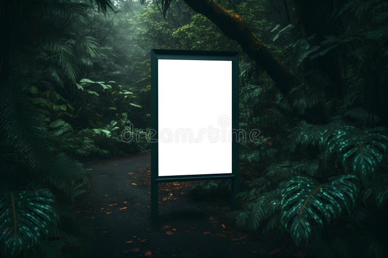 Blank Billboard in the Forest. 3d Rendering Stock Illustration ...