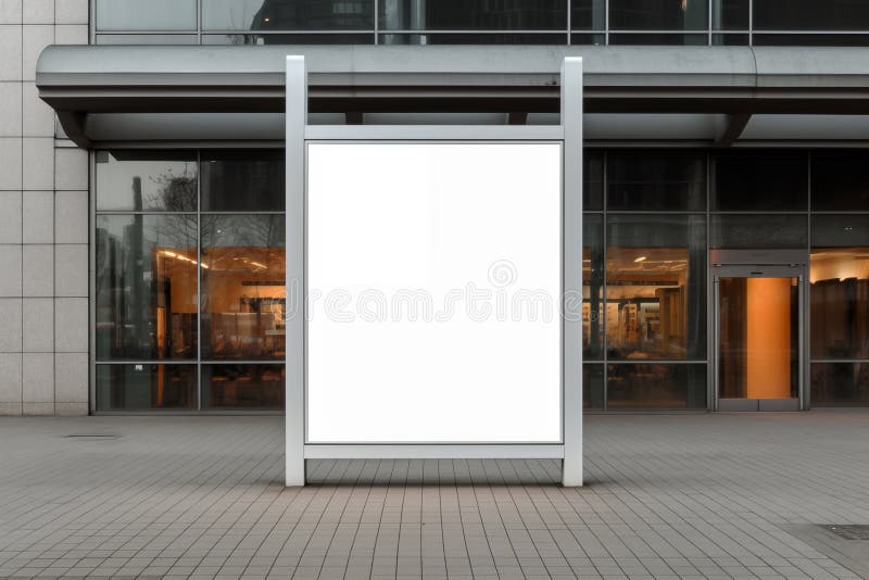 Blank Billboard in Front of Modern Office Building Stock Illustration ...