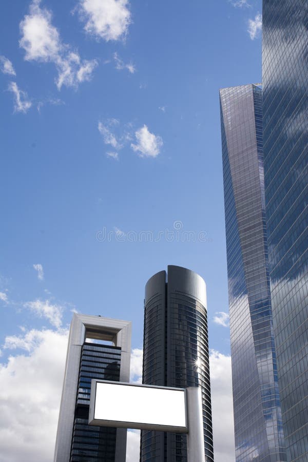 Blank Billboard in Front of Office Skyscraper Stock Image - Image of ...