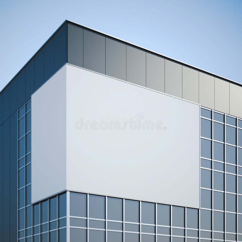 Big Billboard on the Office Building. 3d Rendering Stock Photo - Image ...