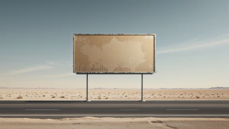 Blank Billboard Highway Desert Advertising Mockup. Stock Image - Image ...