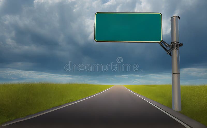 Blank Billboard on Highway Road Sign. Stock Illustration - Illustration ...