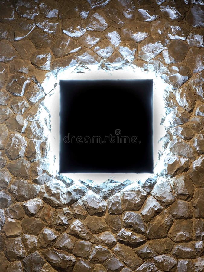 Blank Billboard LED Lights Hidden on Stone Wall Stock Photo - Image of ...