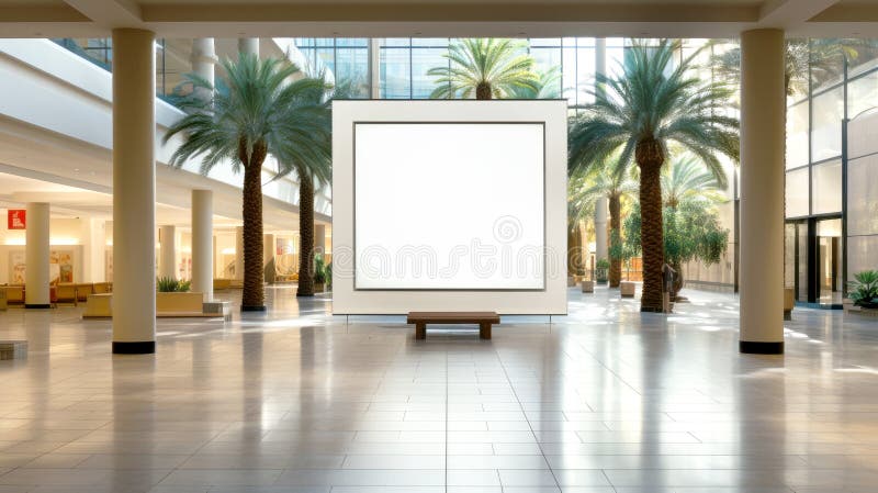 Blank Billboard in the Lobby of a Shopping Center. Empty Signboard Mock ...