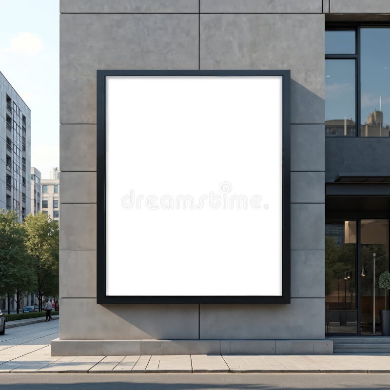Blank Billboard Mock-up on Building Exterior. Front View Advertisement ...