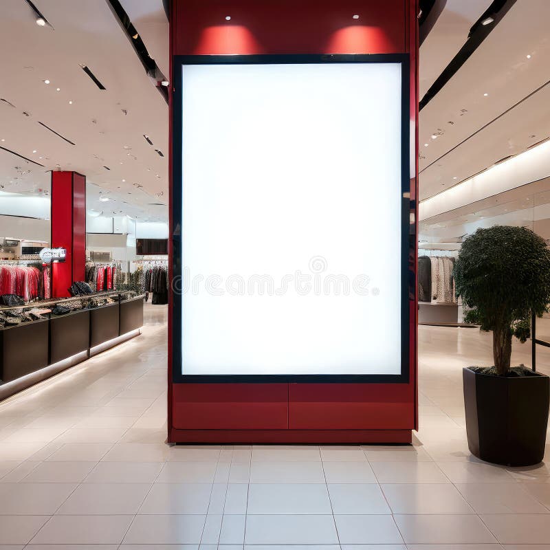 Blank Billboard Mockup. Advertisement Board in the Modern Store Stock ...