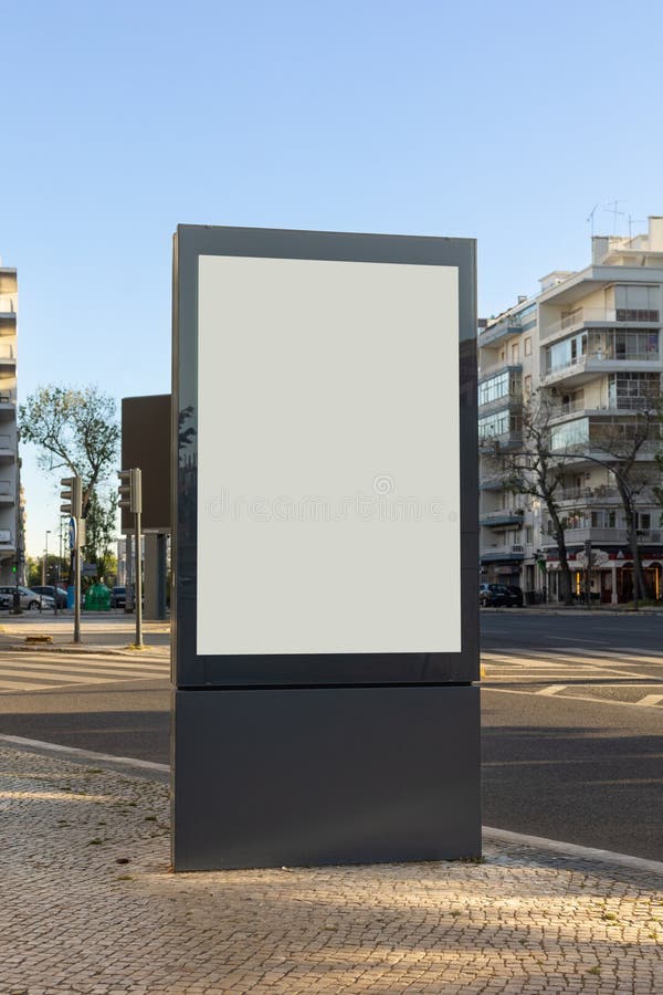 Blank Billboard Mockup on a City Sidewalk at a Street Intersection ...