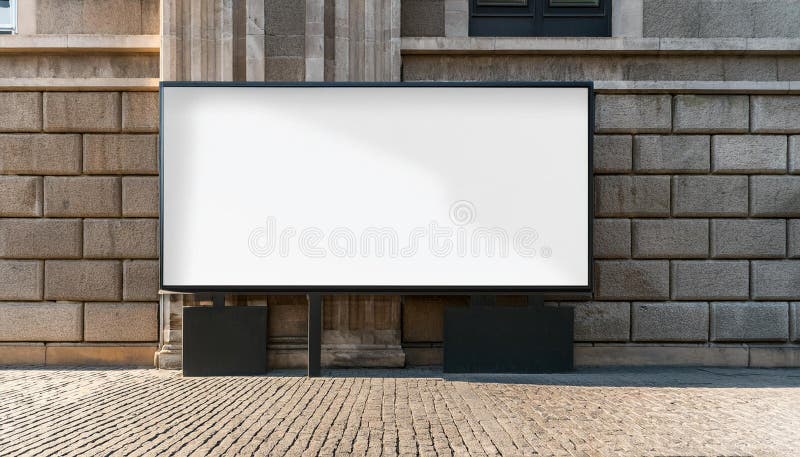 Blank Billboard Mockup in Front of a Stone Building Facade. 3D ...