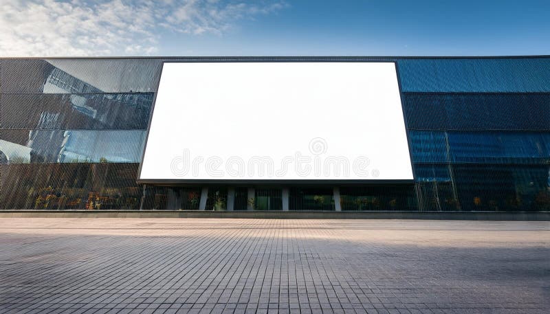 Blank Billboard Mockup on Modern Building Facade Stock Illustration - Illustration of district ...