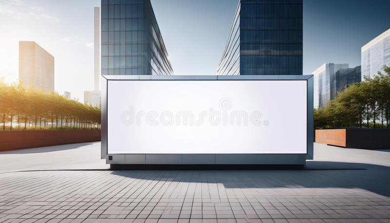 Blank Billboard Mockup on Modern Building Facade Stock Illustration ...