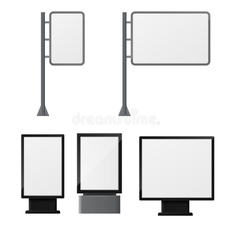 Blank Billboard Mockup Set with Various Frames and Bases Vector Stock ...