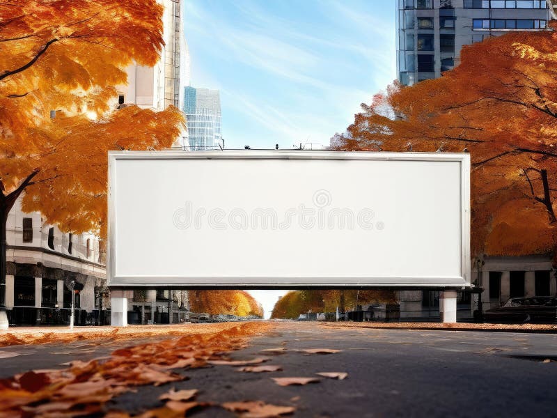 Blank Billboard Mockup on the Street in Fall Season. Empty Space for ...