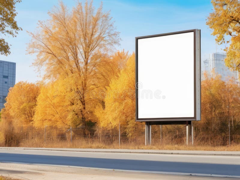 Blank Billboard Mockup on the Street in Fall Season. Empty Space for ...