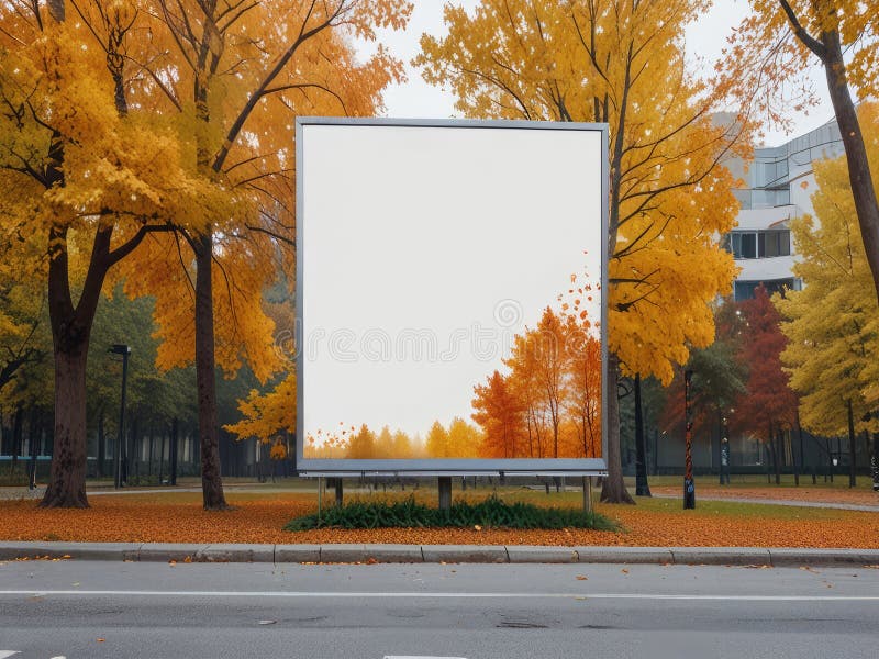 Blank Billboard Mockup on the Street in Fall Season. Empty Space for ...