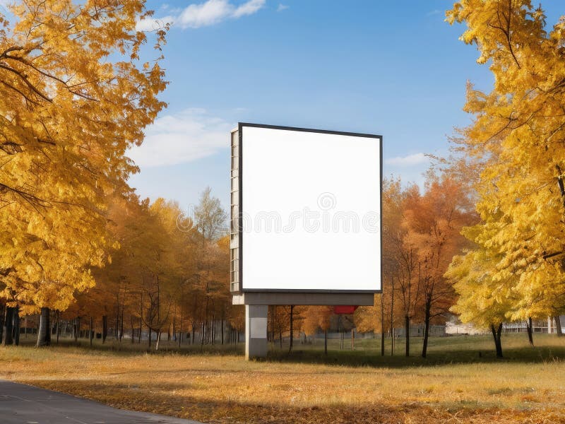 Blank Billboard Mockup on the Street in Fall Season. Empty Space for ...