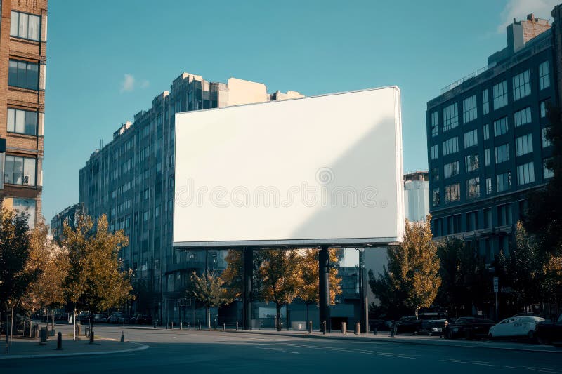 Blank Billboard Mockup on a Street, a Large Blank Billboard on the Side ...