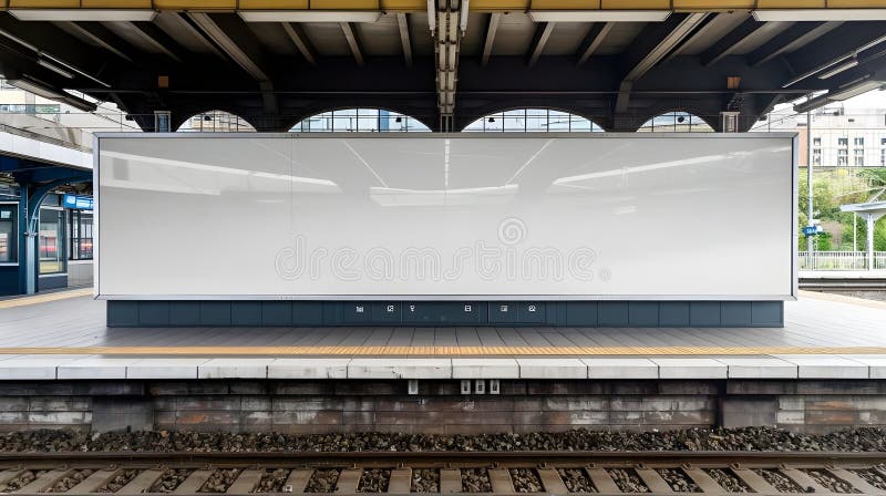 Blank Billboard Mockup at Train Station Platform Stock Illustration ...