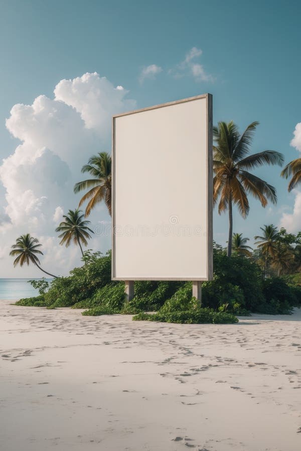 Blank Billboard Mockup Tropical Island Paradise Stock Photo - Image of ...