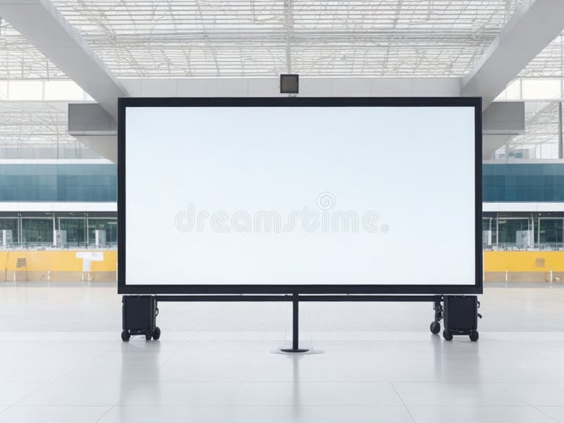 Blank Billboard in Modern Airport Terminal. Stock Illustration ...