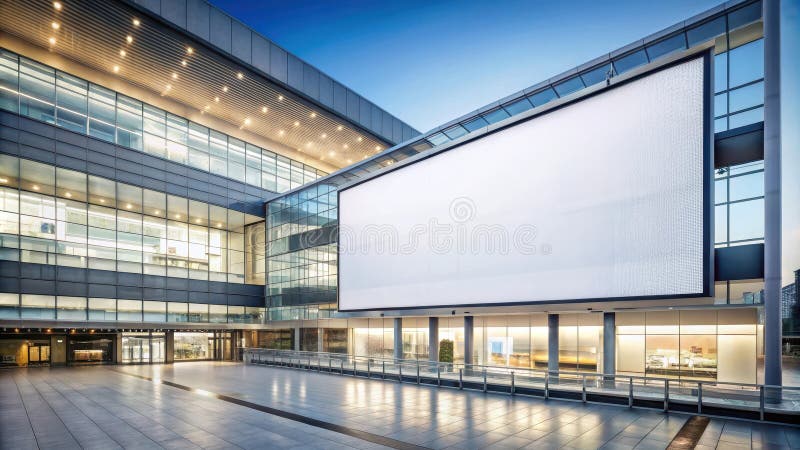 Blank Billboard on Modern Building Exterior at Dusk. Generative AI ...