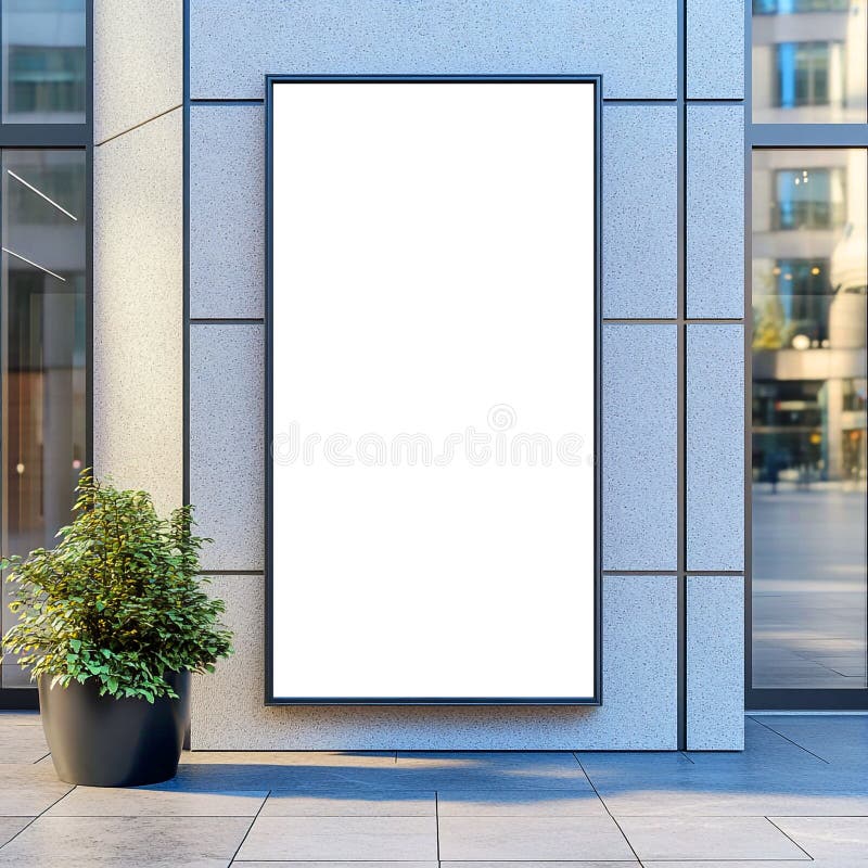 Blank Billboard Modern City Building Exterior Advertisement Mockup Stock Illustration ...
