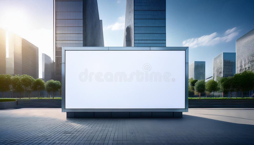 Blank Billboard on a Modern City Building Facade Stock Illustration - Illustration of clear ...