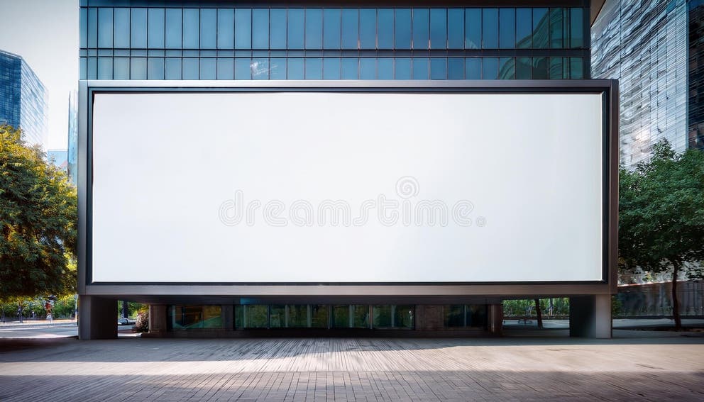 Blank Billboard on a Modern City Building Facade Stock Illustration - Illustration of clear ...