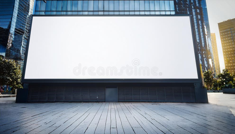 Blank Billboard on a Modern City Building Facade Stock Illustration - Illustration of dynamic ...