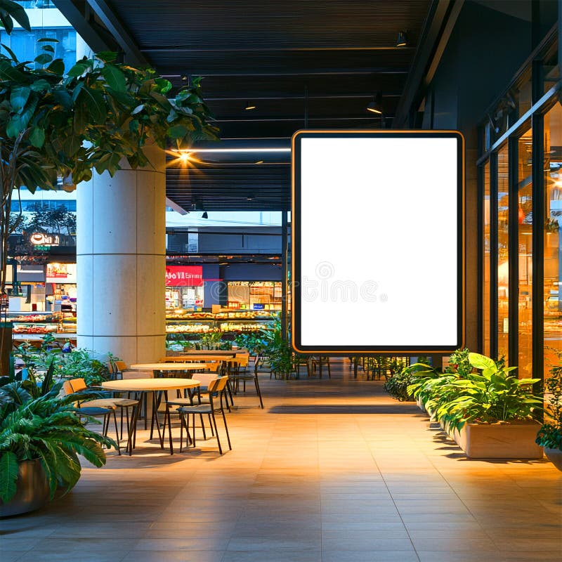 Blank Billboard Modern Mall Advertising Space Stock Illustration - Illustration of poster ...