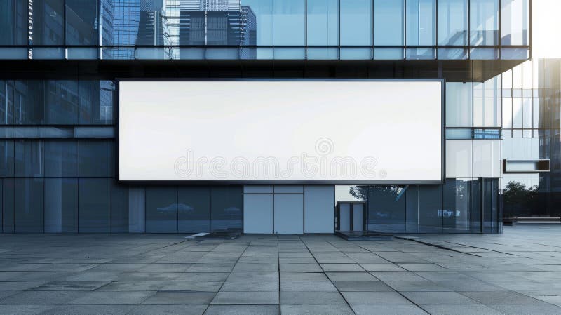 Blank Billboard on a Modern Office Building Stock Illustration ...