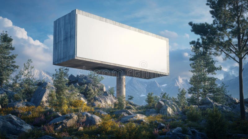 Blank Billboard in Mountain Scenery Stock Illustration - Illustration ...