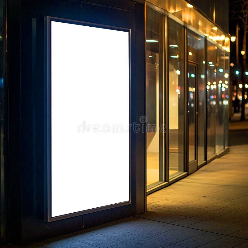 Blank Billboard at Night Urban Advertising Mockup Stock Illustration ...