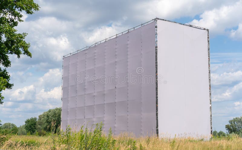 Blank Billboard for Outdoor Advertising Standing in Green Meadow. Empty ...