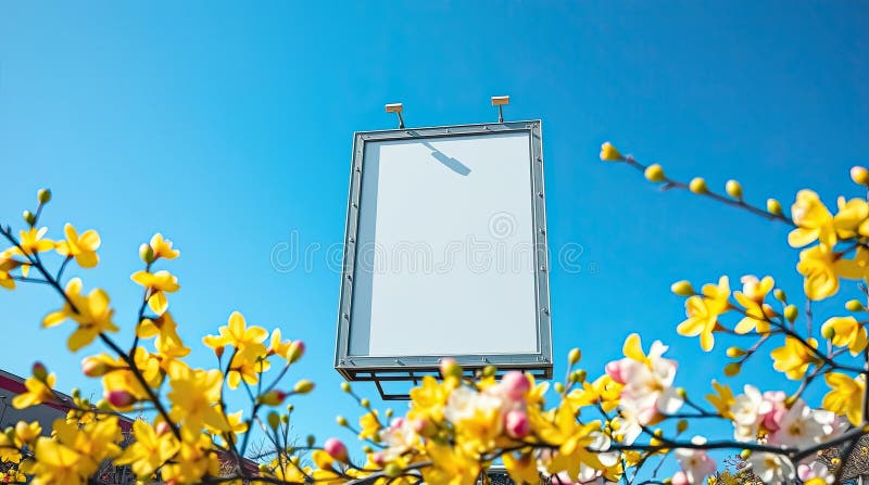 Blank Billboard Outdoors in Spring. Copy Space Board for Advertisement ...