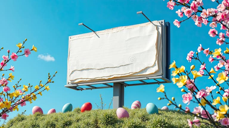 Blank Billboard Outdoors in Spring. Copy Space Board for Advertisement ...